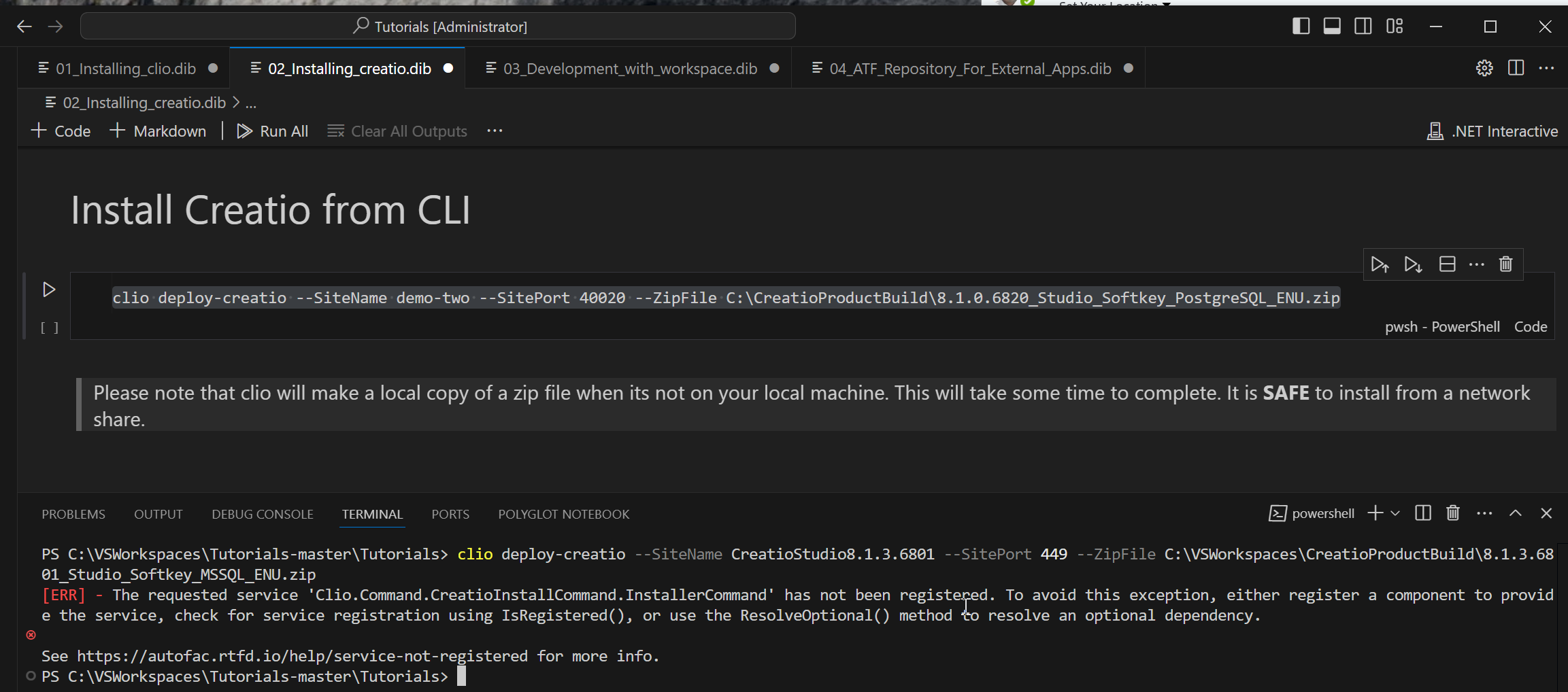 Getting error when using clio deploy-creatio | Community Creatio