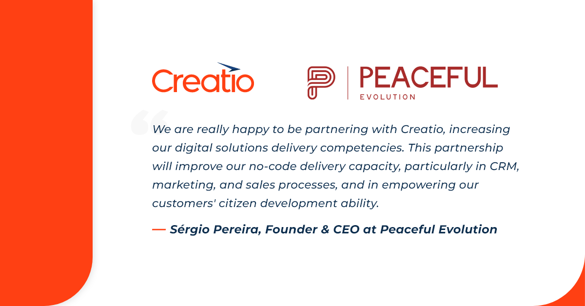 Creatio Announces its Partnership with Peaceful Evolution | Creatio