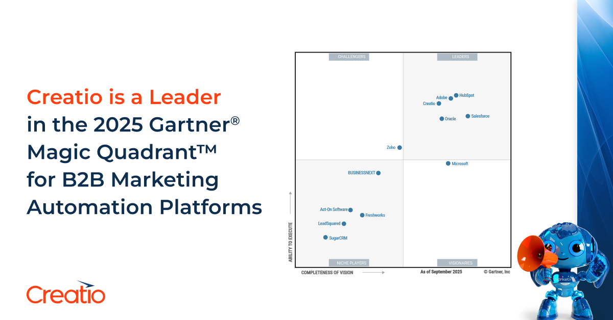 Creatio Recognized as a Leader in the 2025 Gartner® Magic Quadrant™ for ...