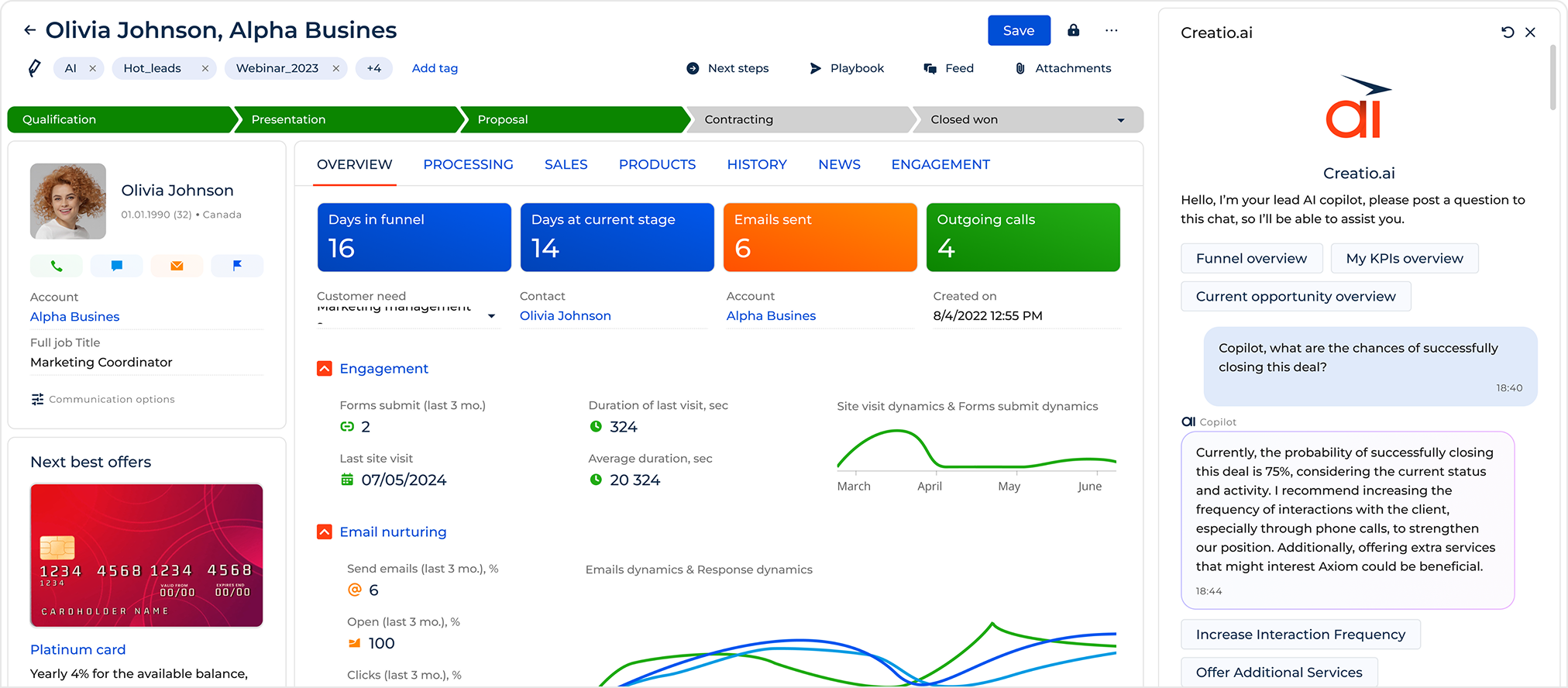 Software CRM Creatio | Descripción del producto | Prueba gratuita