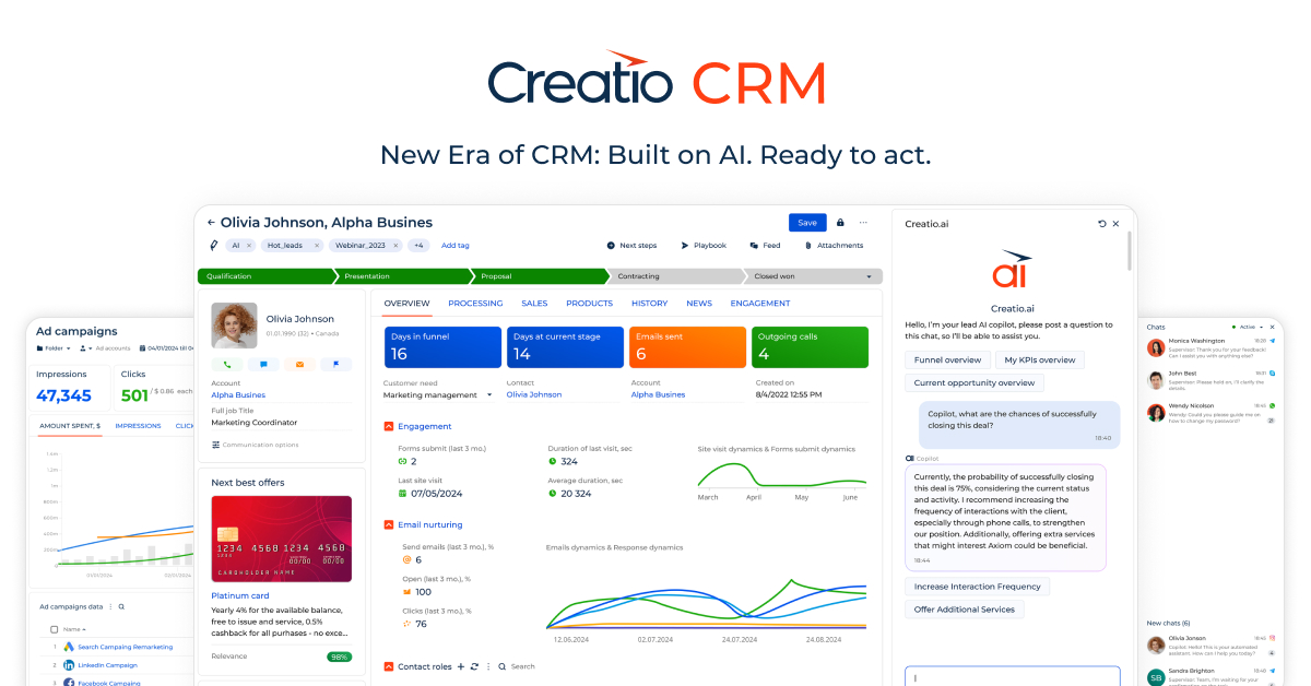 CRM Creatio | Présentation du produit | Essai gratuit