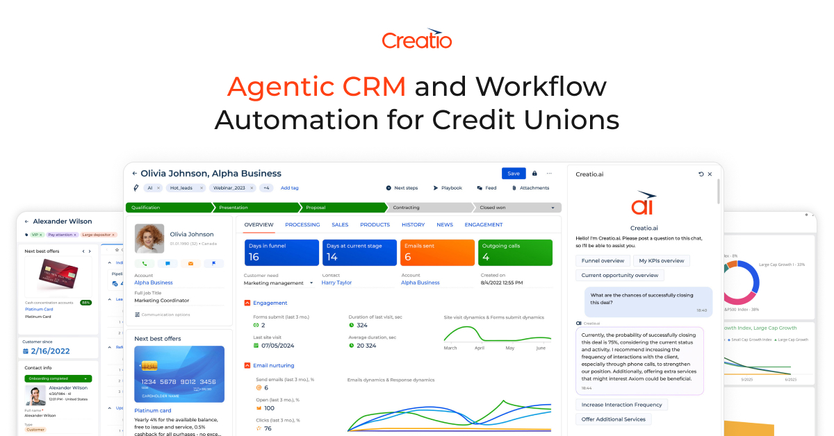 Credit Unions CRM & Workflow Automation Software with No-Code | Creatio