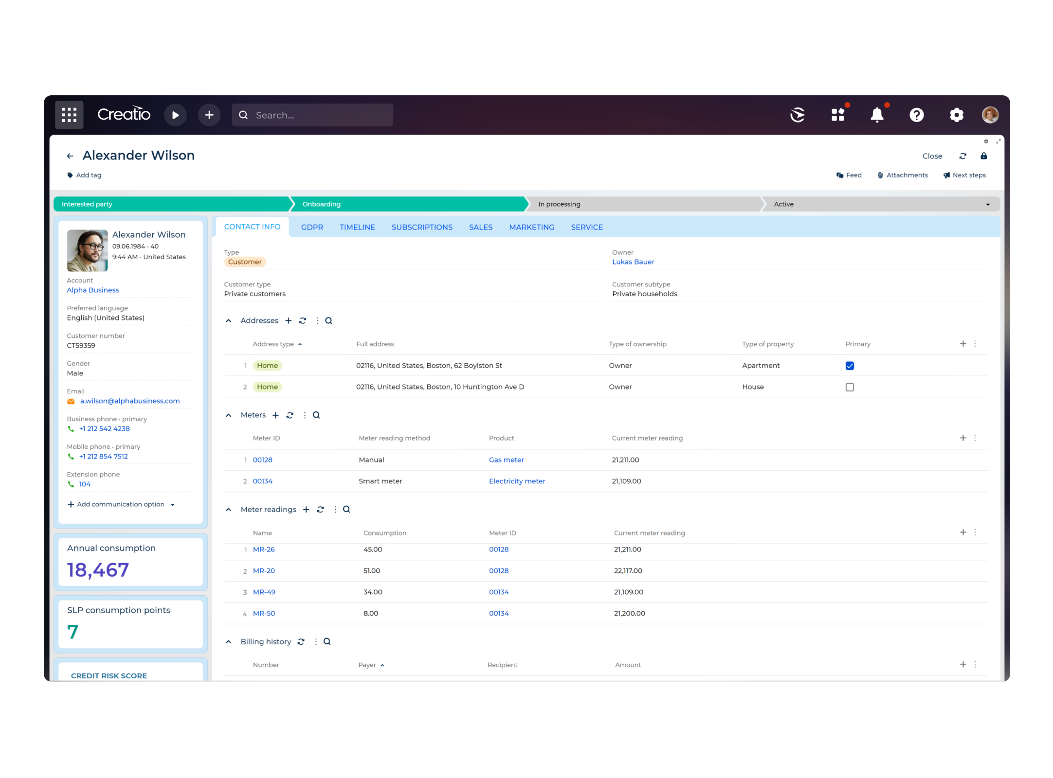 Energy and Utilities CRM & Workflows with No-code | Creatio